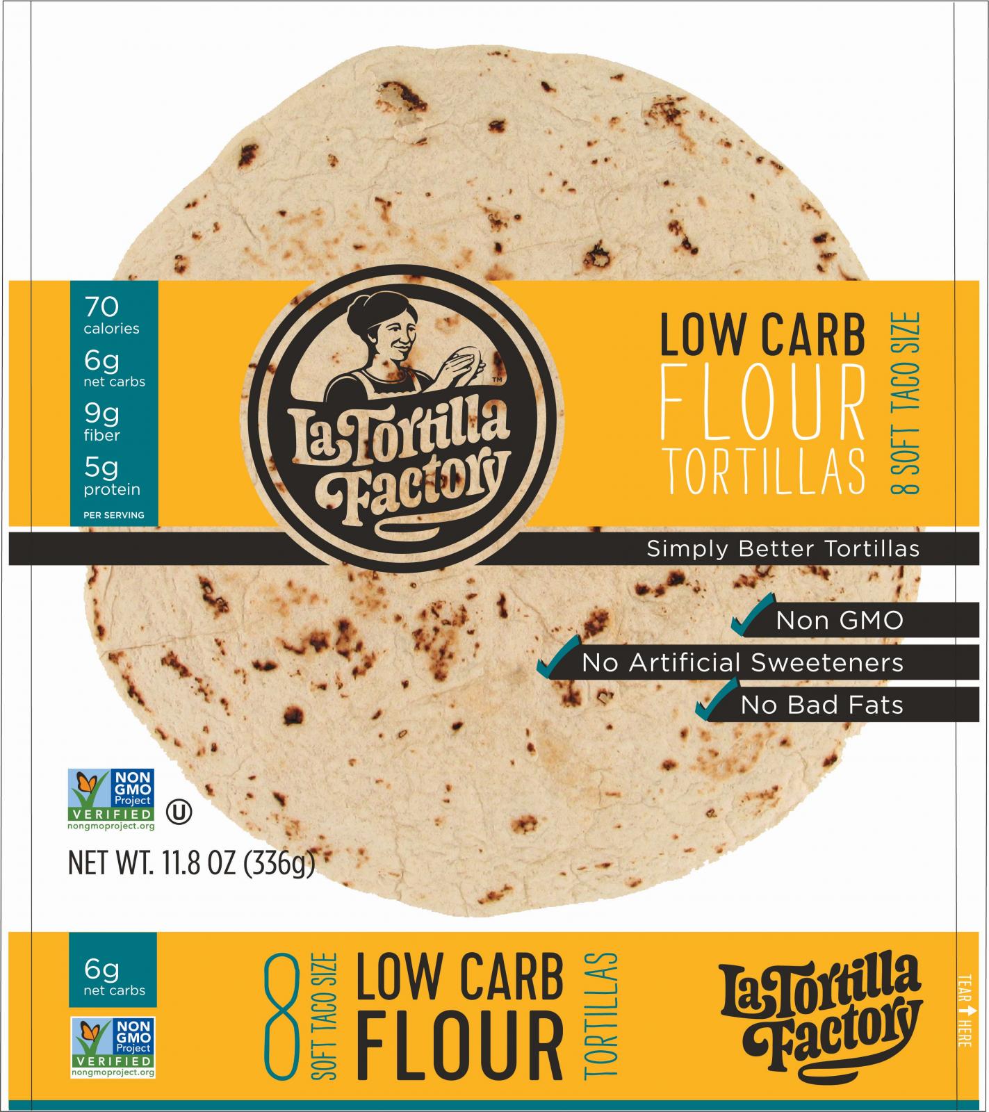 Low Carb Tortillas, Flour, Soft Taco Size • La Tortilla Factory
