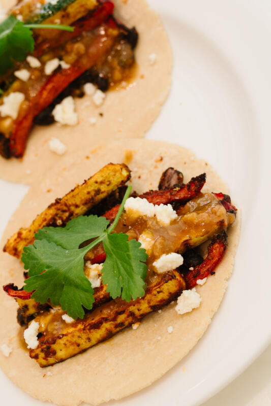 Roasted Zucchini & Red Pepper Tacos • La Tortilla Factory