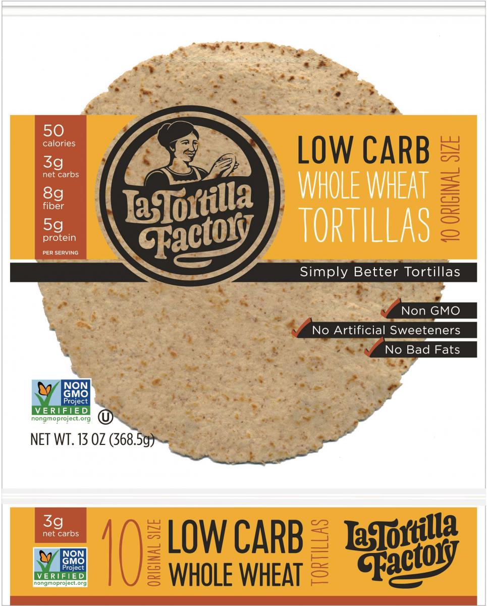 Low Carb Tortillas, Whole Wheat, Original Size • La Tortilla Factory