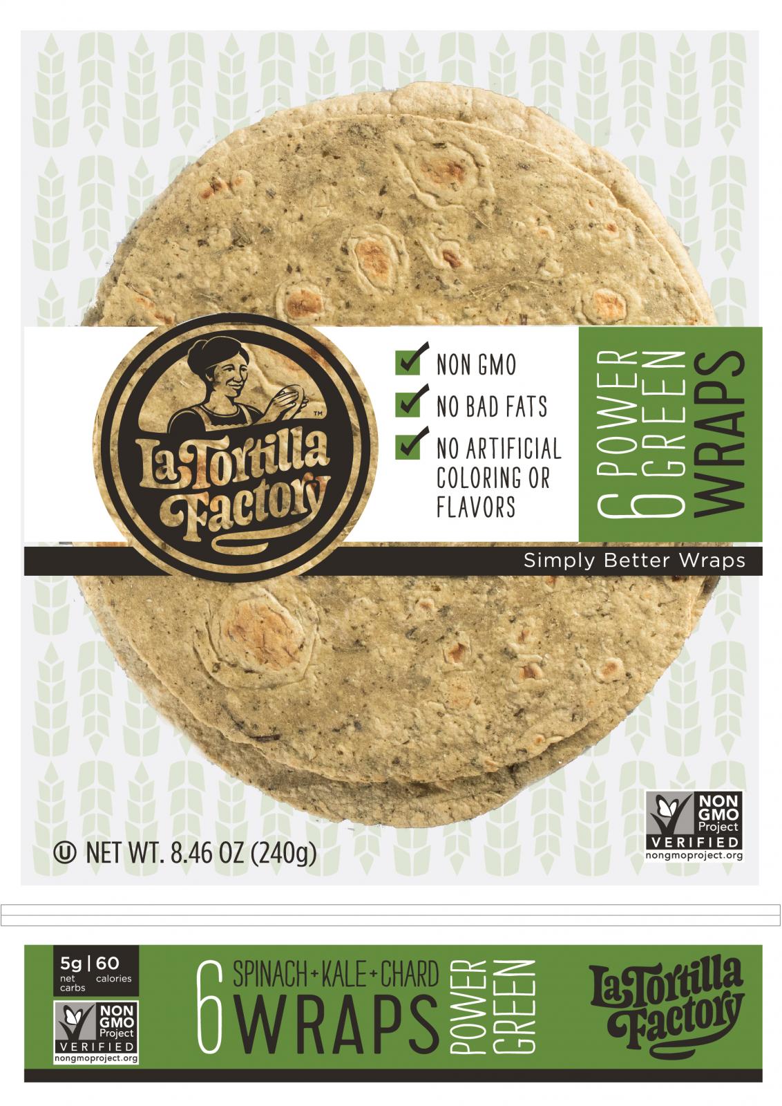 Non-GMO Wraps, Power Greens • La Tortilla Factory
